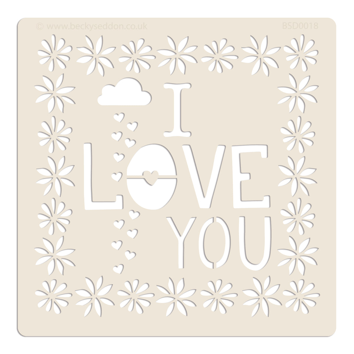 Becky Seddon Designs 'I Love You' 7" x 7" Mylar Stencil - BSDS0018 ...